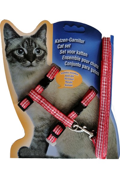 Markapet Atlantik Desenli Kedi Göğüs Bel Tasması 20*32 cm Kırmızı