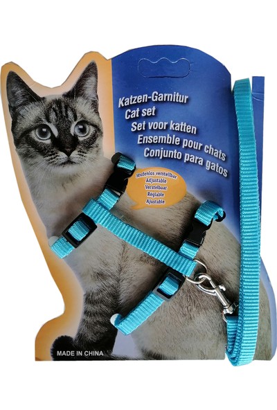 Kedi Göğüs Bel Tasma Takımı Medium Turkuaz 20*32-120 cm