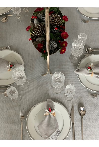 Vinebedding Mia Simli Gri Masa Örtüsü 150X260CM Dertsiz Leke Tutmaz
