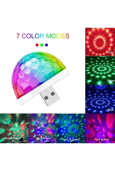 Gürler Unıversal Disko Topu Sese Duyarlı Rgb USB Girişli Disco Topu Iç Aydınlatma