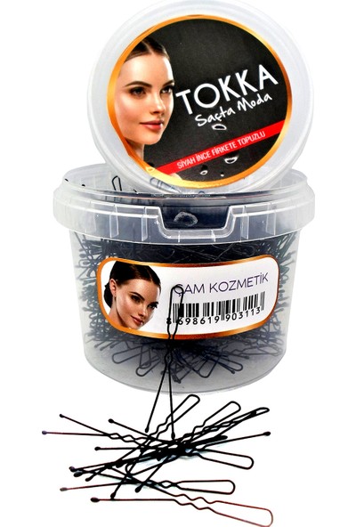 Tokka Siyah Ince Firkete Topuzlu Saç Tokası