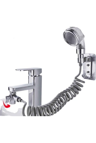 Sas Spiral Hortumlu Banyo Ayarlanabilir Hareketli Banyo Mutfak Lavabo Musluk Duş Başlığı Duş Seti