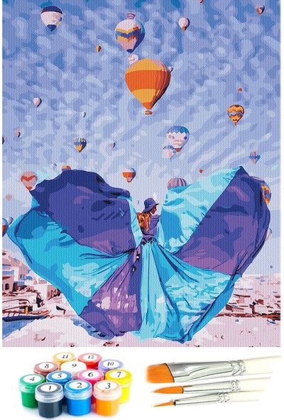 Carpuz Sayılarla Boyama Tablo Seti Kapadokya Kasnaklı 40 x 50 cm