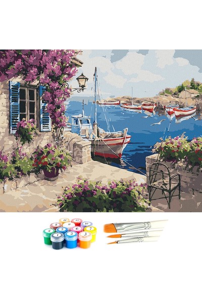 Carpuz Sayılarla Boyama Tablo Seti Mor Sümbül Kasnaksız 45 x 55 cm