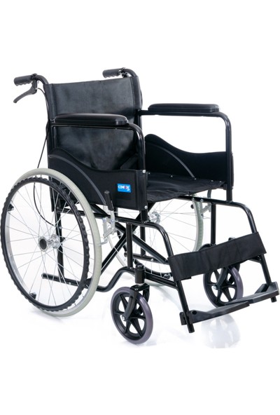 Comfort Plus KY809E Siyah Kumaş Refakatçı Frenli Standart Tekerlekli Sandalye