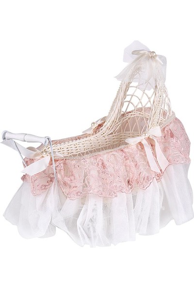 Kına Atölyesi Bebek Şekeri Arabalı Puset Sepeti Bambu 35 x 50 cm