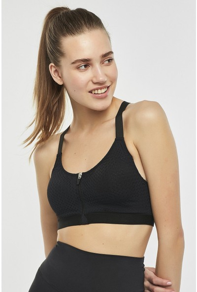 Penti Siyah Zip Front Spor Sütyeni