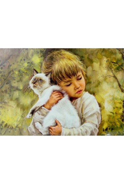 Laço Çocuk ve Kedi 500 Parça Puzzle