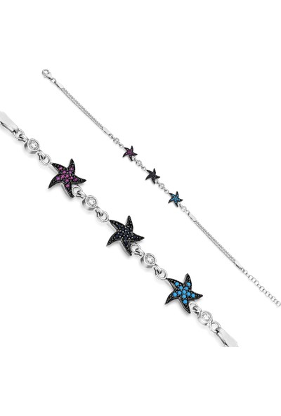 Byeler Sıralı Yıldız 925 Ayar Gümüş Bileklik