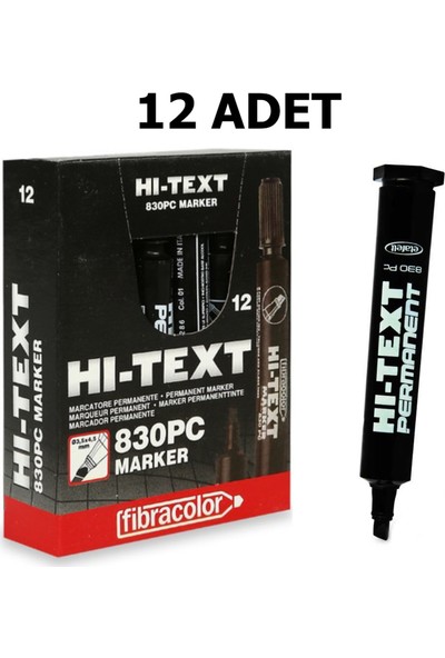 Hi-Text 830PC Kesik Uçlu Keçeli Koli Kalemi Siyah 12'li Hi-Text 830PC Kesik Uçlu Keçeli Koli Kalemi Siyah 12'li