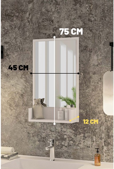 Bluecape Inci 75CM Raflı Antre Hol Koridor Duvar Salon Mutfak Banyo Wc Ofis Çocuk Yatak Odası Aynası Bluecape Inci 75CM Raflı Antre Hol Koridor Duvar Salon Mutfak Banyo Wc Ofis Çocuk Yatak Odası Aynası