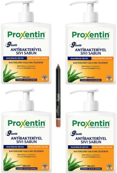Proxentin Sıvı Sabun Alovera 9 Özellik Antibakteriyel 500 ml x 4 Adet Proxentin Sıvı Sabun Alovera 9 Özellik Antibakteriyel 500 ml x 4 Adet