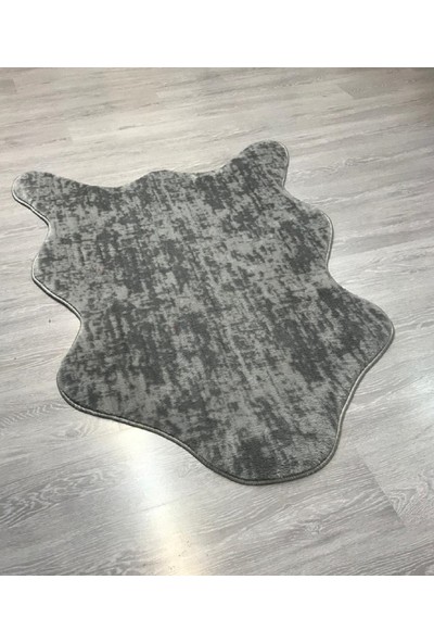 Halıser Desenli Gri Kaymaz Taban Dekoratif Post Halı 100 x 140