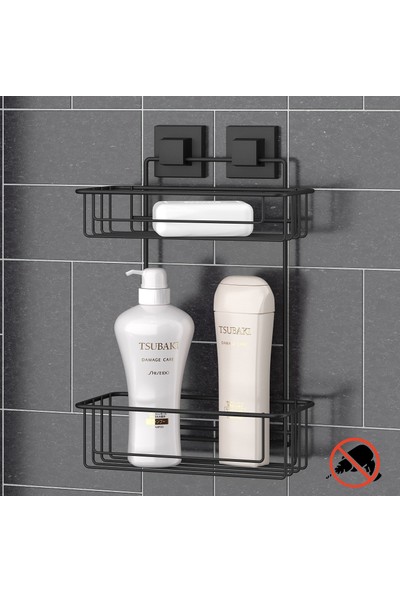 Tekno-tel Teknotel Delme Vida Matkap Yok! Easyfıx Yapışkanlı 2 Katlı Banyo Rafı Mat Siyah EF256 Tekno-tel Teknotel Delme Vida Matkap Yok! Easyfıx Yapışkanlı 2 Katlı Banyo Rafı Mat Siyah EF256
