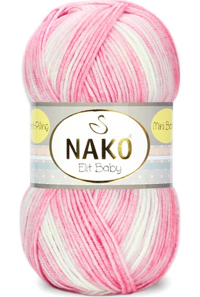 Nako Elit Baby Mini Batik Pembe-Beyaz Nako Elit Baby Mini Batik Pembe-Beyaz