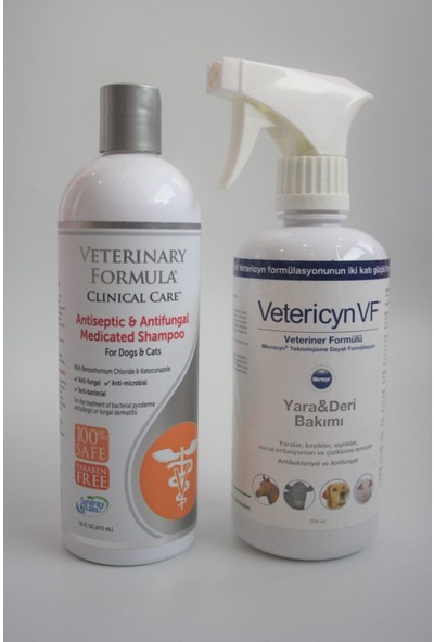 Veterinary Formula Pet Bakım Seti Veterinary Formula Antiseptic Şampuan ve Yara ve Tüy Bakımı Için Sprey