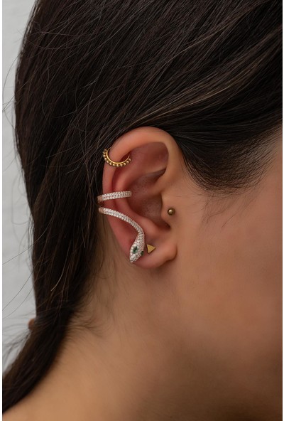 Sunshine 925 Ayar Gümüş Yılan Tek Küpe