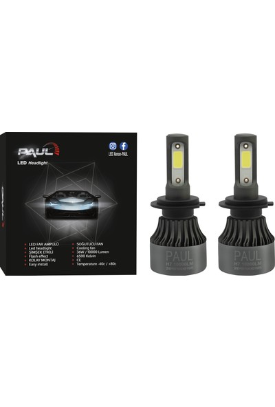 LED Xenon Ampul (PAUL) 10.000 lm Güç Şimşek Etkili - 1 Yıl Garantili