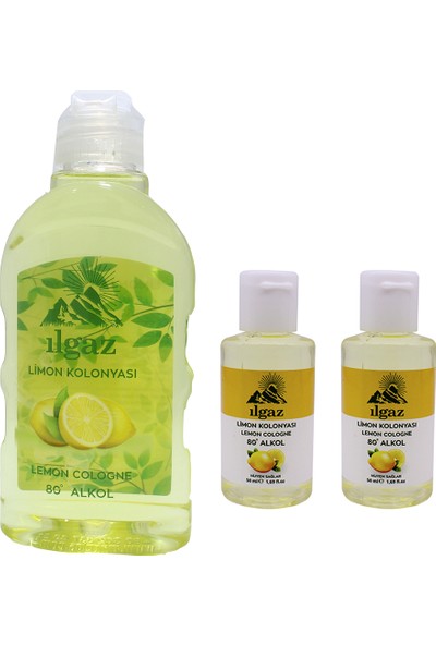 Ilgaz Limon Kolonyası 225 ml + 2 Adet 50 ml 80 Derece Limon Kolonyası Eau De Cologne Ilgaz Limon Kolonyası 225 ml + 2 Adet 50 ml 80 Derece Limon Kolonyası Eau De Cologne