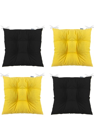 Tezkotekstil 4'lü Kombin Pofidik Kare Sandalye Minderi 40 x 40 cm Sarı-Siyah Tezkotekstil 4'lü Kombin Pofidik Kare Sandalye Minderi 40 x 40 cm Sarı-Siyah