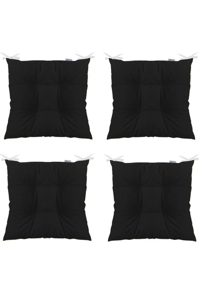 Tezkotekstil 4'lü Kombin Pofidik Kare Sandalye Minderi 40 x 40 cm Siyah