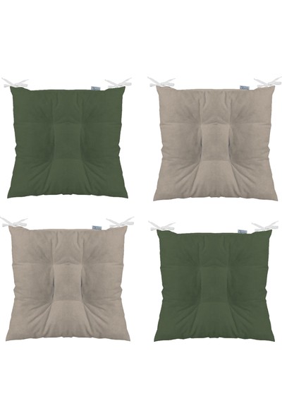 Tezkotekstil 4'lü Kombin Pofidik Kare Sandalye Minderi 40 x 40 cm Haki-Bej Tezkotekstil 4'lü Kombin Pofidik Kare Sandalye Minderi 40 x 40 cm Haki-Bej