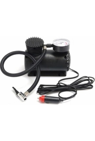 Niken Plastik Gövdeli Siyah Mini Oto Araç Hava Kompresörü 12V