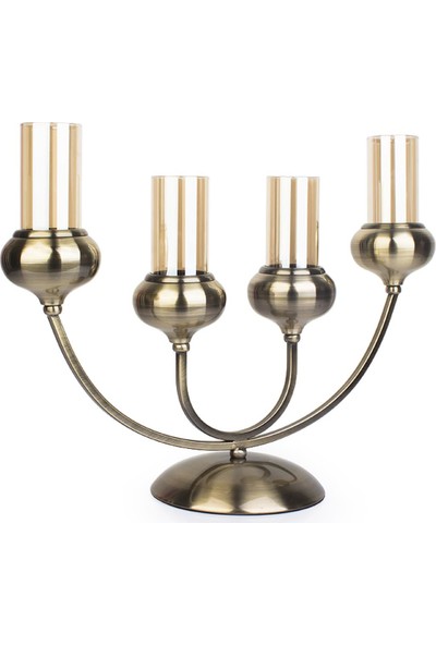 Acar Vilza 4'lü Oval Cam Şamdan - 44 cm