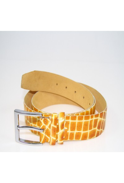 Ysk Derimine Deri 3,5cm Bayan Parlak Desenli Kemer