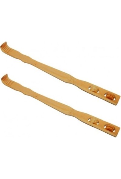 Biotech 2 Adet Ahşap Uzun Sırt Kaşıma Aleti Masajlı Tekerlekli