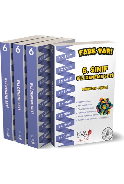Kva Yayınları 6. Sınıf 8'li Deneme Seti - Fark Var Serisi