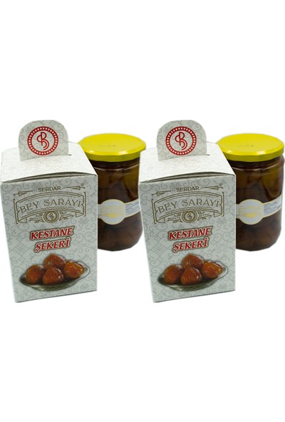 Serdar Bey Sarayı Cam Kavanoz Sade Kestane Şekeri 2 x 1100 gr (Brüt) Büyük Boy