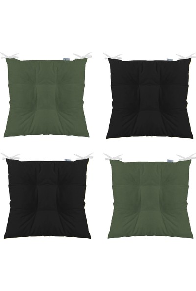 Tezko Tekstil 4'lü Kombin Pofidik Kare Sandalye Minderi 40 x 40 cm Siyah-Haki Tezko Tekstil 4'lü Kombin Pofidik Kare Sandalye Minderi 40 x 40 cm Siyah-Haki