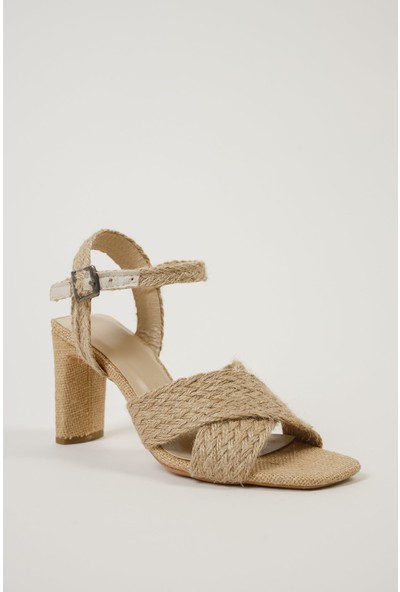 Usludan Ameli Hasır Çapraz Detaylı Topuklu Sandalet US10300 Usludan Ameli Hasır Çapraz Detaylı Topuklu Sandalet US10300