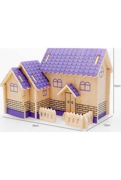 Go İthalat 3D Ahşap Puzzle - Mor Ev