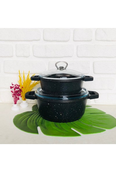 Meşeler Döküm Granit 2'li Derin Tencere Seti 20-24 cm Siyah Meşeler Döküm Granit 2'li Derin Tencere Seti 20-24 cm Siyah