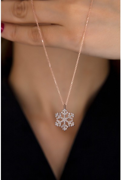 Bess Silver Kadın 925 Ayar Gümüş Rose Taşlı Kartanesi Kolye