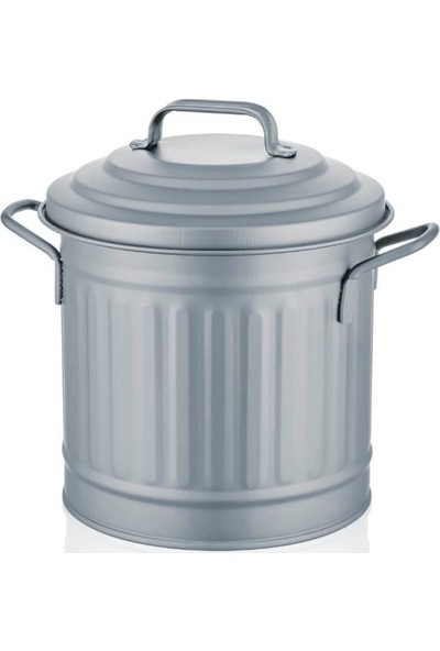 The Mia Galvaniz 4l 22CM Tezgah Üstü Çöp Kovası Metalik Gri TKN001