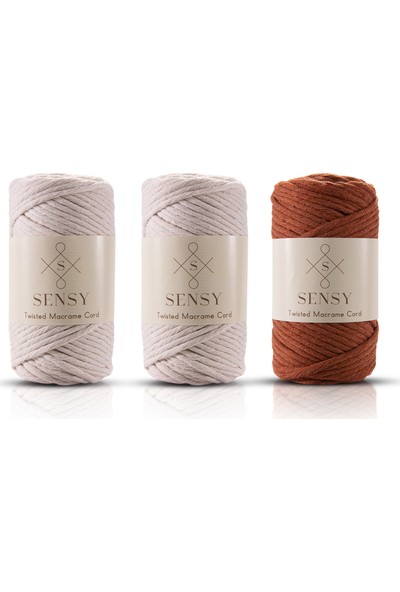Sensy Taranan Makrome Hobi İpi 3'lü Set 2 Ekru - Kiremit Sensy Taranan Makrome Hobi İpi 3'lü Set 2 Ekru - Kiremit