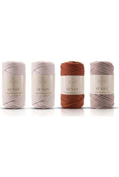 Sensy Taranan Makrome Hobi İpi 4'lü Set 2 Ekru - Kiremit - Sütlü Kahve Sensy Taranan Makrome Hobi İpi 4'lü Set 2 Ekru - Kiremit - Sütlü Kahve