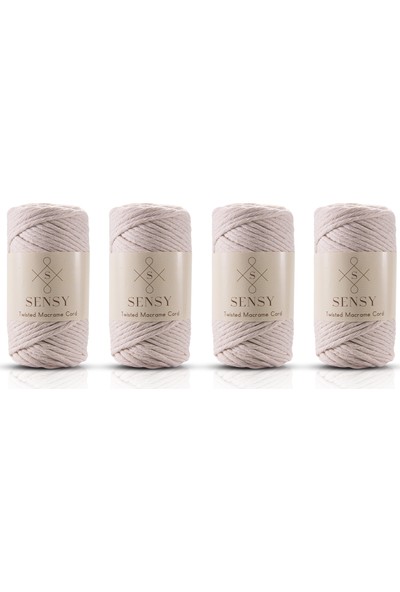 Sensy Taranan Makrome Hobi İpi 4'lü Set Ekru
