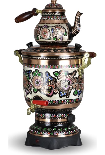 Morya Bakır Semaver Gül Çiçek Elektrikli 5 Lt 23 cm x 16 cm Morya Bakır Semaver Gül Çiçek Elektrikli 5 Lt 23 cm x 16 cm