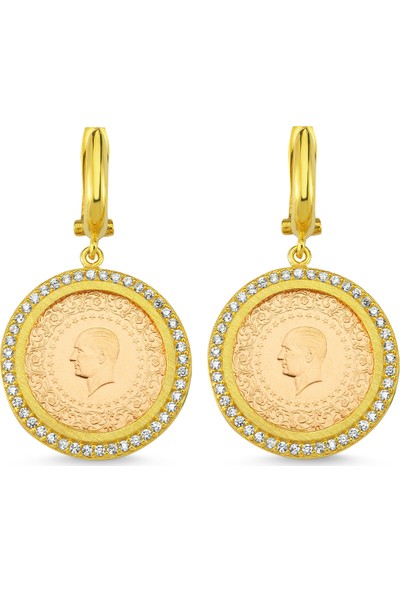 Çeyrek Altın Taşlı Küpe