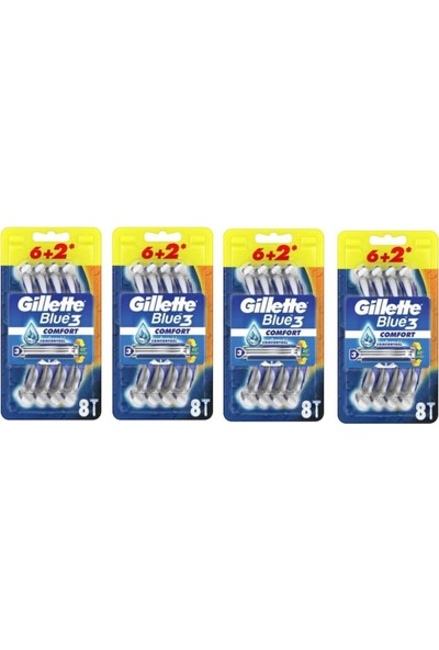 Gillette Blue3 Comfort Kullan-At Tıraş Bıçağı 8'Lİ x 4 Gillette Blue3 Comfort Kullan-At Tıraş Bıçağı 8'Lİ x 4