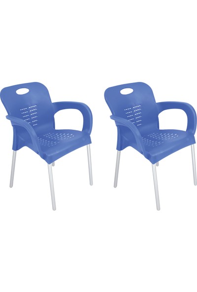 Romanoset Plastik Romanoset 2 Li Set Nil Demir Ayaklı Plastik Kollu Sandalye