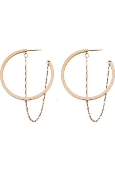 Modamugo Çelik Zincirli Halka Küpe - Gold Modamugo Çelik Zincirli Halka Küpe - Gold