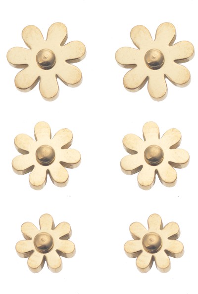 Modamugo Çelik Üçlü Papatya Çiçekli Küpe - Gold Modamugo Çelik Üçlü Papatya Çiçekli Küpe - Gold