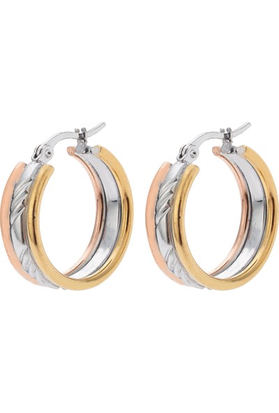 Modamugo Çelik Üç Halkalı Küpe - Mix Renk Modamugo Çelik Üç Halkalı Küpe - Mix Renk