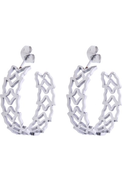 Modamugo Çelik Kelebekli Halka Küpe - Rodyum