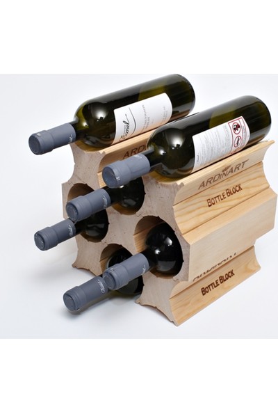 Ardinart Bottle Block 6’ Lı Ahşap Şaraplık, Ahşap Şarap Rafı Ardinart Bottle Block 6’ Lı Ahşap Şaraplık, Ahşap Şarap Rafı